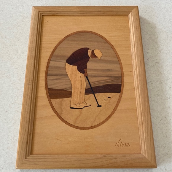 Art | Hudson River Golfer Exotic Wooden Inlay Man Putterimage Framed ...
